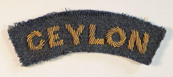 CEYLON – R.A.F. WW2 Officer’s Bullion Embroidered Nationality Shoulder ...