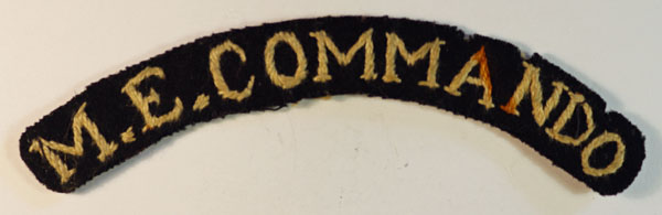M.E.COMMANDO (Serifs) WW2 Shoulder Title Badge – RARE — Lot No. 4605 ...
