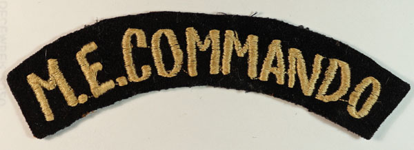 M.E.COMMANDO WW2 Shoulder Title Badge – SCARCE — Lot No. 4917/sf77 ...