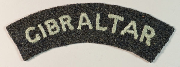 GIBRALTAR – R.A.F. WW2 Embroidered Nationality Shoulder Title Badge — Lot No. 5201 – MILITARY ...