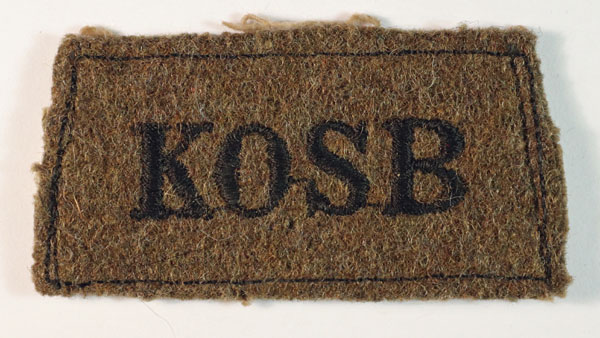 K.O.S.B. WW2 Embroidered Khaki Shoulder Title Badge — Lot No. 5202 ...