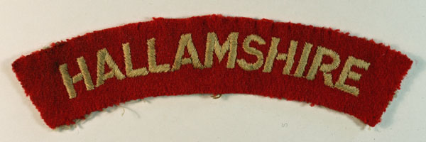 HALLAMSHIRE BTTN., YORK & LANCASTER REGIMENT WW2 Shoulder Title Badge ...