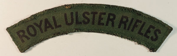 ROYAL ULSTER RIFLES WW2 Printed Shoulder Title Badge – CALICO PRINTERS ...